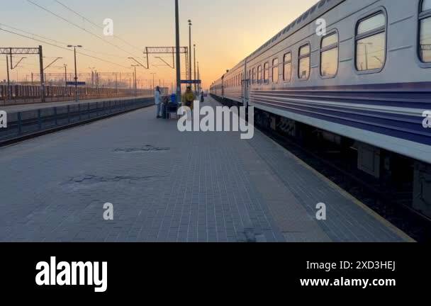 09 MAR 2023 - CHELM, POLAND - Train platform with freight train and ...