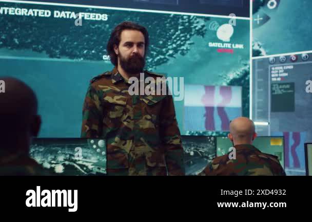 Lieutenant showing the solemn salute symbol in front of the major ...