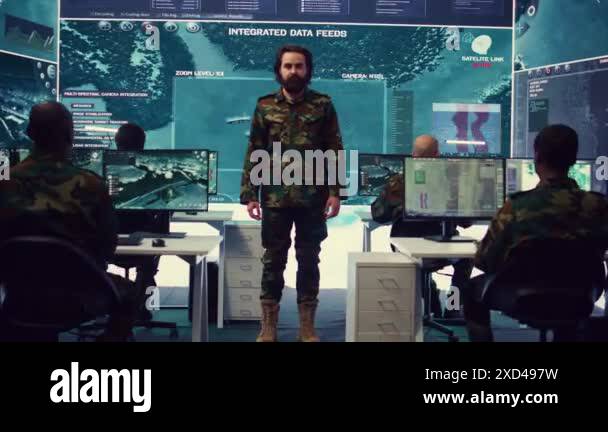 Lieutenant showing the solemn salute symbol in front of the major ...