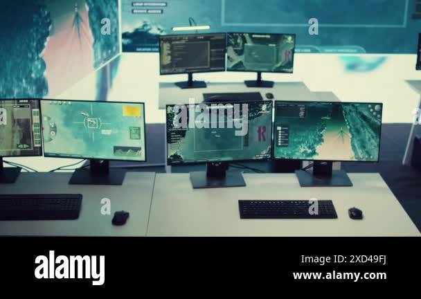 Federal agency command center equipped with surveillance and satellite ...