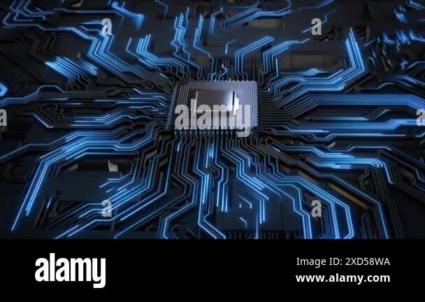 Futuristic Technology Background CPU Circuit Processor Power process Data Transmission Board ...