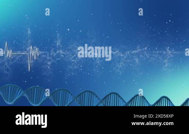 Abstract Blue digital DNA molecule biotechnology, chemistry, science ...