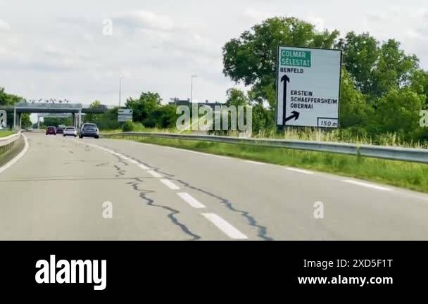 Benfeld, France - June 6 2024 : Driving on D83 and D1083 in Bas-Rhin ...