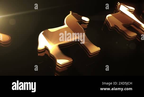 Trojan virus cyber crime and security breach golden metal shine symbol ...