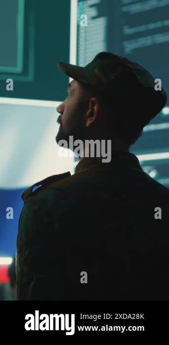 Vertical Video Military hacker from Russian army working in ...