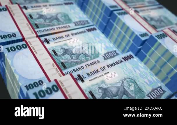 Rwanda money Rwandan francs pack loop 3d animation. Loopable seamless ...