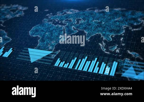 Abstract futuristic Map of world digital globe world screen background ...