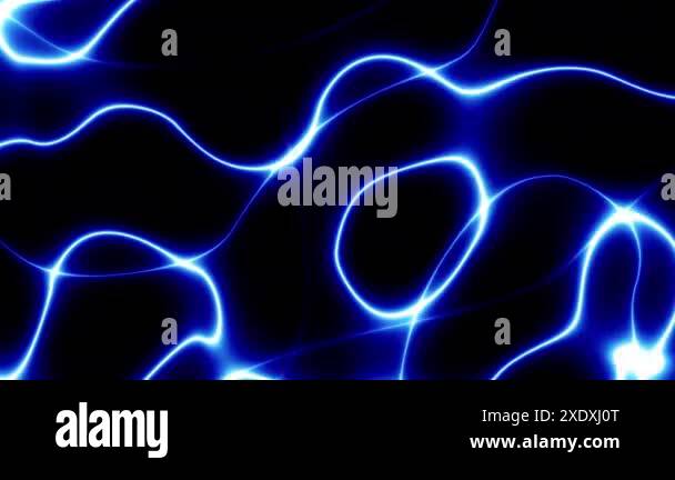 Blue energy light strings or waves background with flares and ...