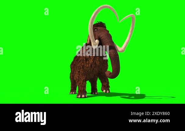 Mammoth Walks Down Prehistoric Animal Jurassic 3D Rendering Greenscreen Chroma Key Stock Video ...