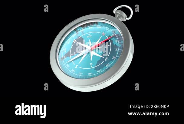 Magnetic Compass, animation seamlessly loopable. 3D rendering isolated ...