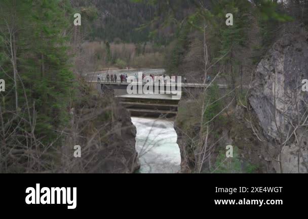 March 31, 2024. Fussen, Germany. Lechfall waterfall, Lech river near ...