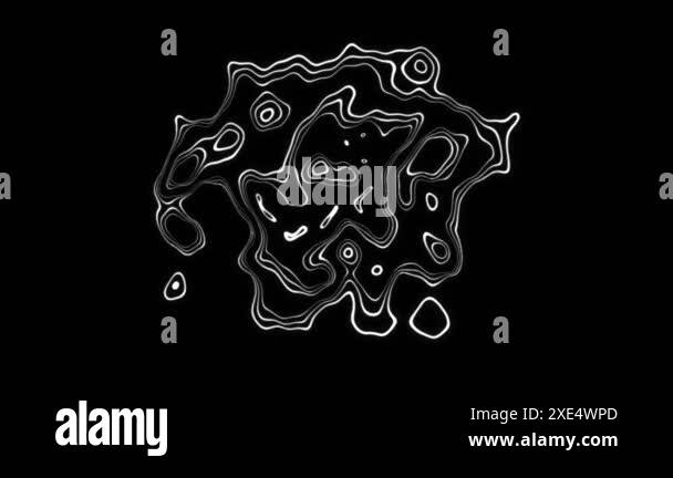 Abstract animated outline topographic contour map. Moving waves on ...