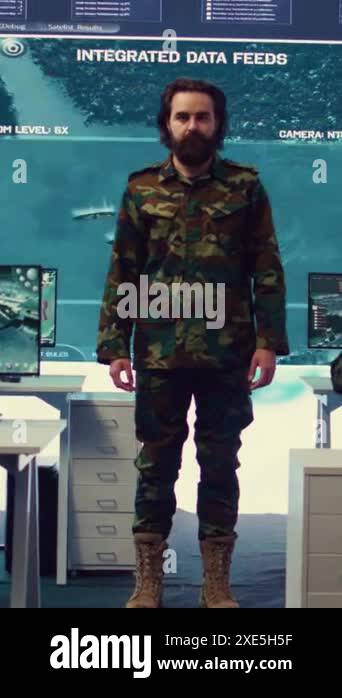 Vertical Video Lieutenant showing the solemn salute symbol in front of ...