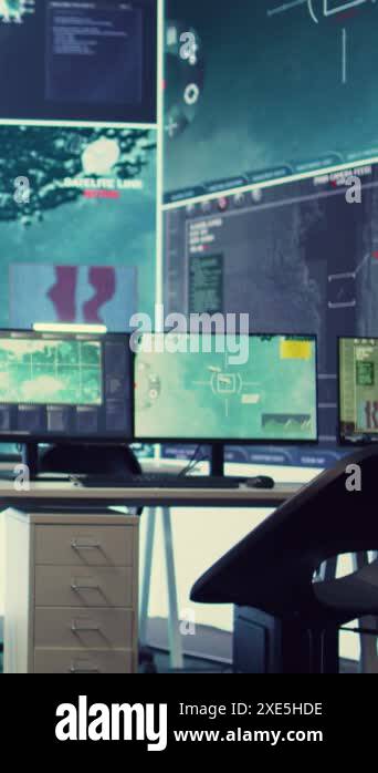 Vertical Video Empty military operation headquarters used to follow ...