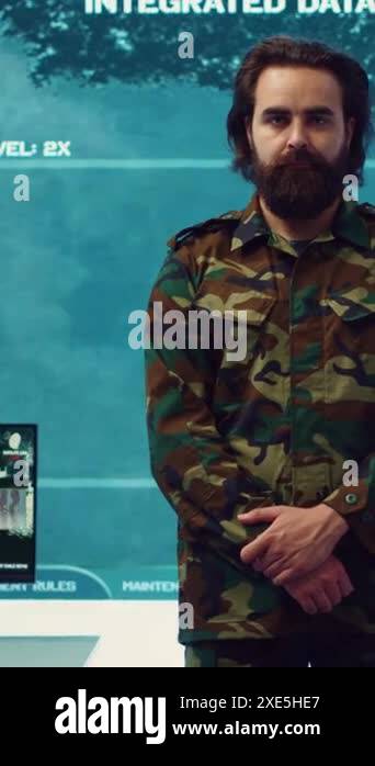 Vertical Video Sergeant presenting his salute with respect for the ...