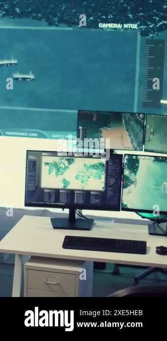 Vertical Video Empty national secret service operation room used to ...