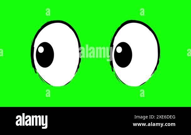 Simple cartoon eyes moving from left to right, looking around. green ...