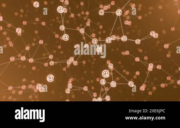 Moving plexus lines and email signs. Connected lines and E-mail symbols ...