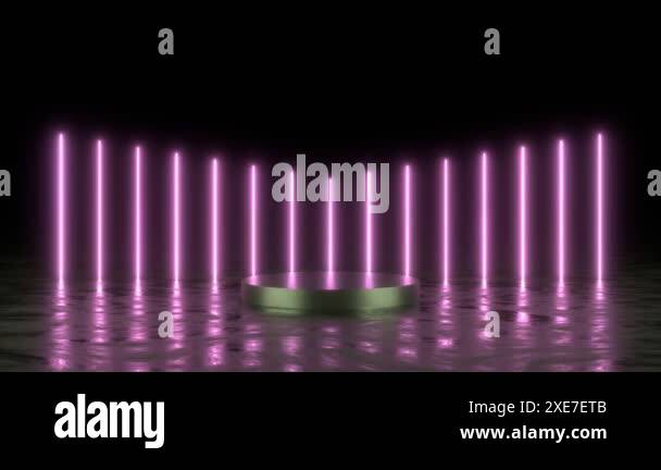 animation platform with glowing lights colorful on black background 4k ...