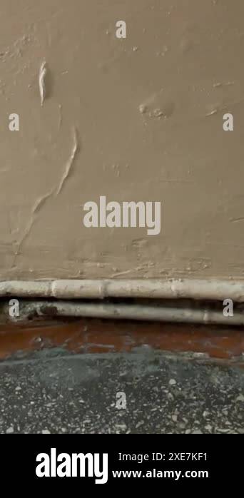 Damage done to a homes interior wall by rain water infiltration, Tilt ...