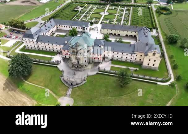 A stunning aerial view of Hospital Kuks, a Baroque complex located in ...