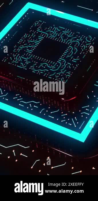 Advanced technology concept. Design. Visualization of a microchip created by Artificial ...