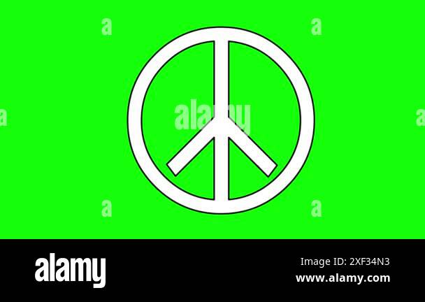 video drawing animation peace symbol, drawn in black and white color ...