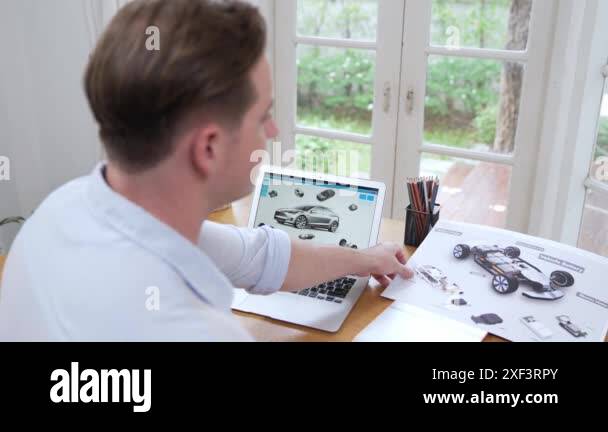 Car design engineer analyze car prototype for automobile business at ...