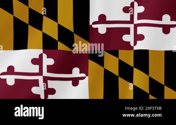 Maryland State Waving Flag. Realistic Flag Animation. Seamless Loop ...