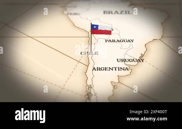 Chile flag showing on world map with 3D animation Stock Video Footage ...