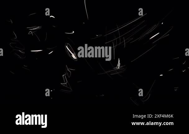 White scratches, scuffs and light damage on black screen. The effect of ...