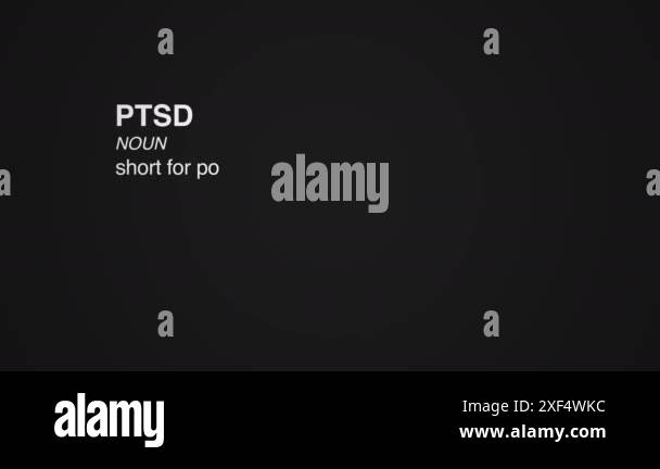 26 PTSD definition dictionary 2d animation graphic black background ...