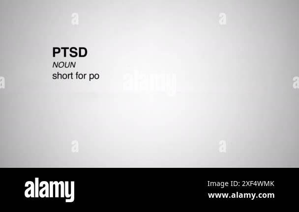 26 PTSD definition dictionary 2d animation graphic white background. High quality 4k footage ...