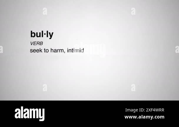 24 bully definition dictionary 2d animation graphic white background ...
