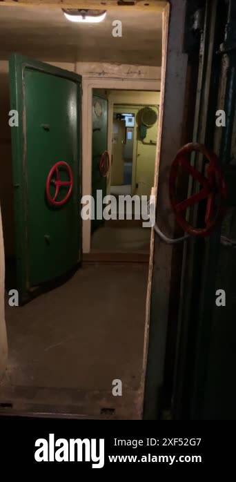 vertical video entrance to the bunker, concrete shelter. Underground ...