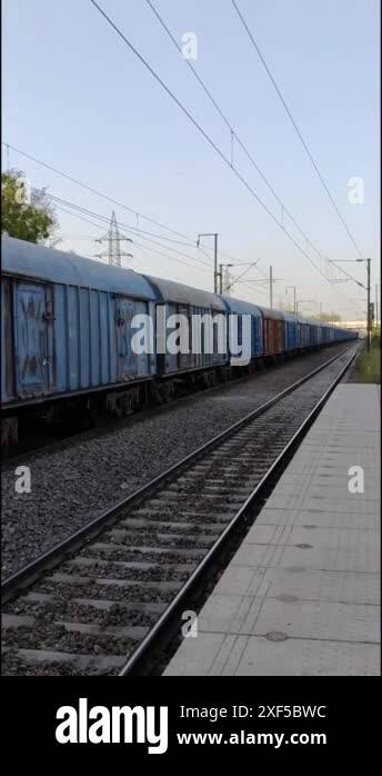 Delhi, India, June 09 2024 - Indian railway express train at departure ...
