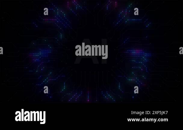 Cyber security concept - AI letters with circuit background animation. High quality FullHD ...