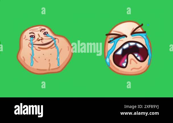 2.5D space character emoticon and crying cream circle emoji reaction ...