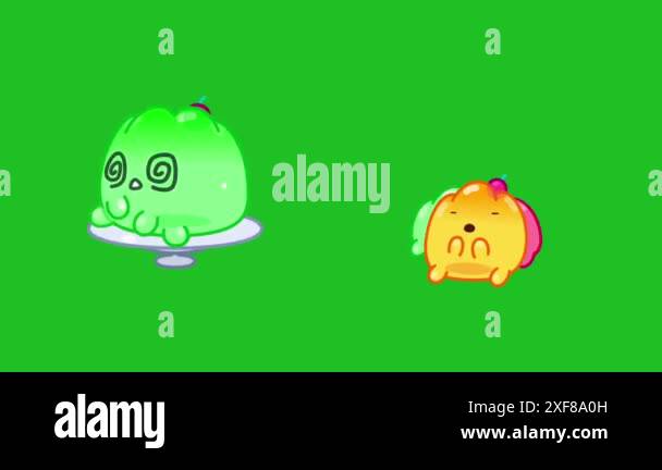 Funny cartoon character sticker of two jelly in the first color ...