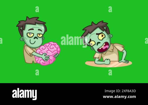 Funny cartoon sticker and character of two green zombies, where the ...