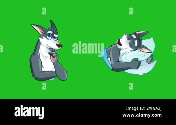 Sticker and funny cartoon character of two gray wolves, the first wolf ...