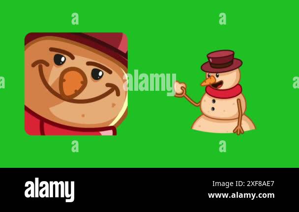 Funny cartoon character and sticker of a snowman coming out from behind ...