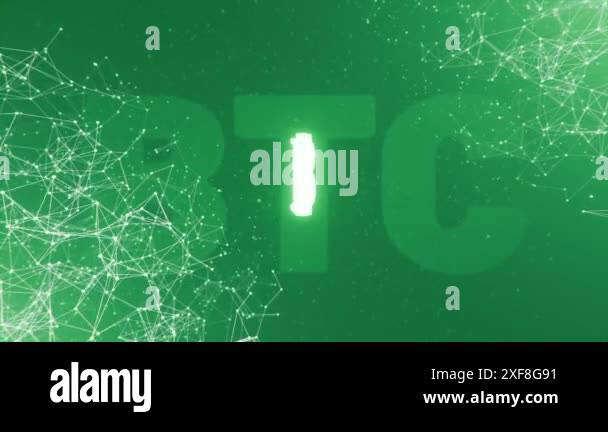 Abstract 3D background with rotating symbol of BTC cryptocurrency sign ...