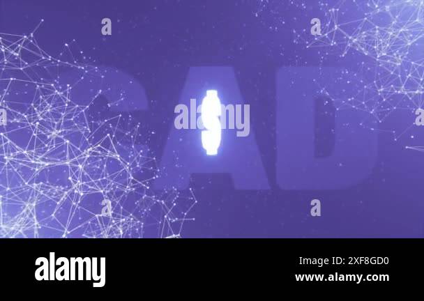 CAD Canadian Dollar currency symbol rotating on plexus background ...