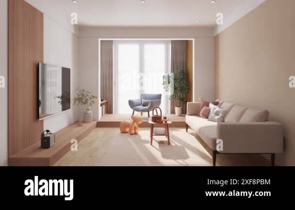 Minimalist studio living area with classic home interior design in ...