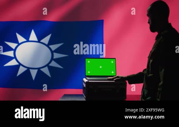 Taiwan liberation insurgent using radar on green screen laptop to ...
