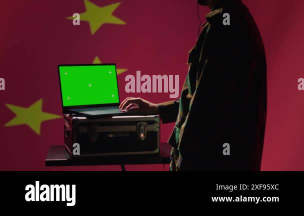 Chinese air defense using radar system on green screen laptop to detect ...