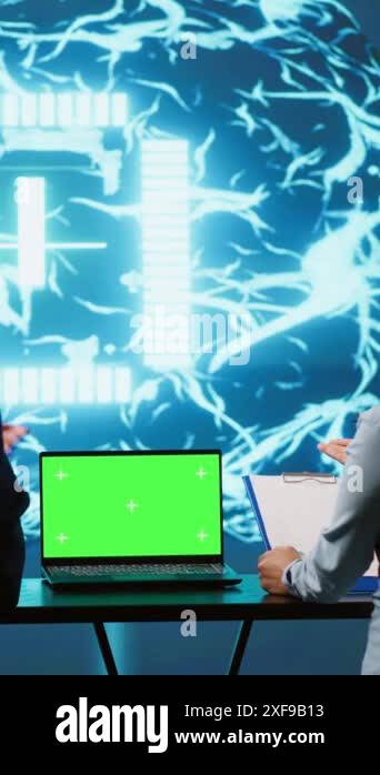 Vertical Video Ai Developers Using Isolated Screen Device For Business Data Analysis It
