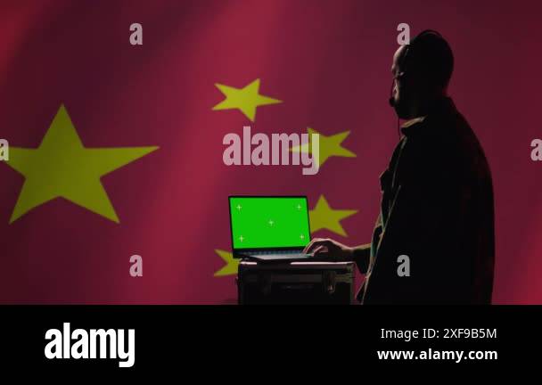 Chinese air defense using radar system on green screen laptop to detect ...