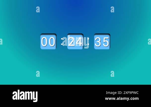Digital clock time animation. beginning of every hour. Simple led twenty four numbers. Time ...